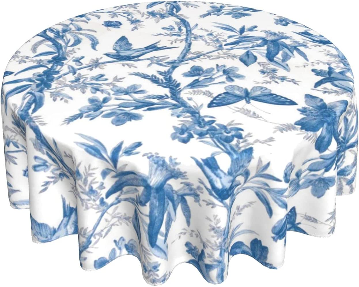 Blue Bird and Flower Butterfly Round Tablecloth 60 Inch Summer ...