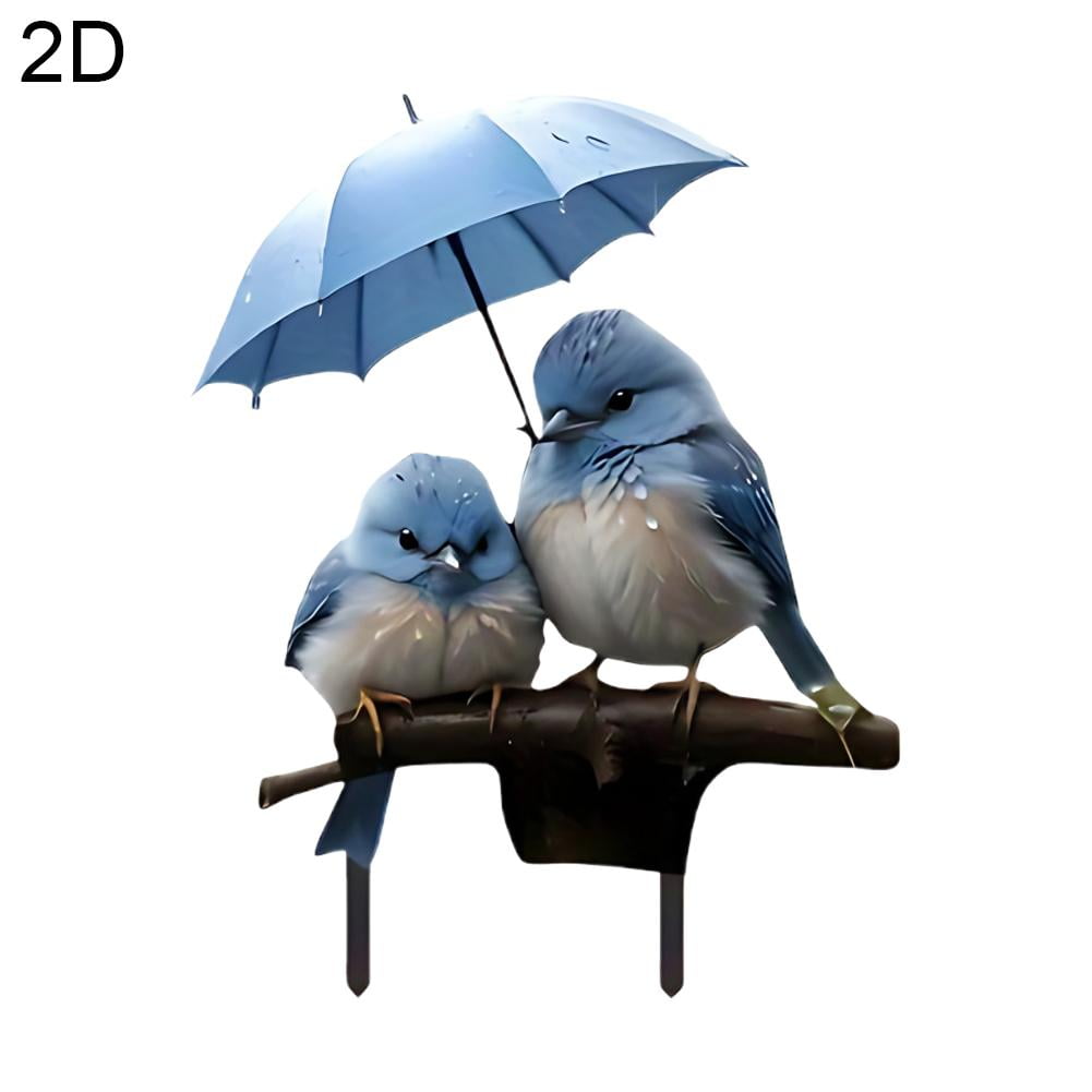 Blue Bird Garden Stakes, Blue Bird with Umbrella 2D Acrylic Garden ...