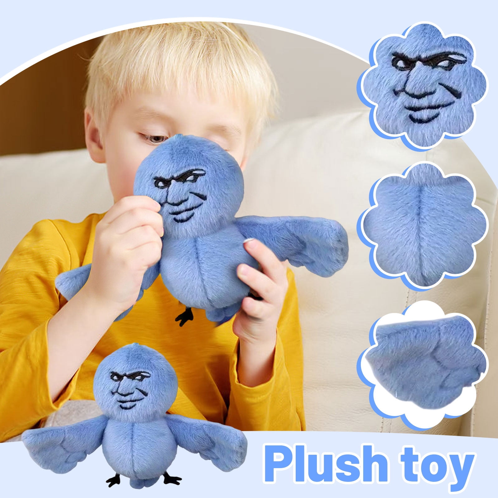 Blue Bird Meme Plush Toy - 7" Funny Internet Meme Stuffed Animal with ...