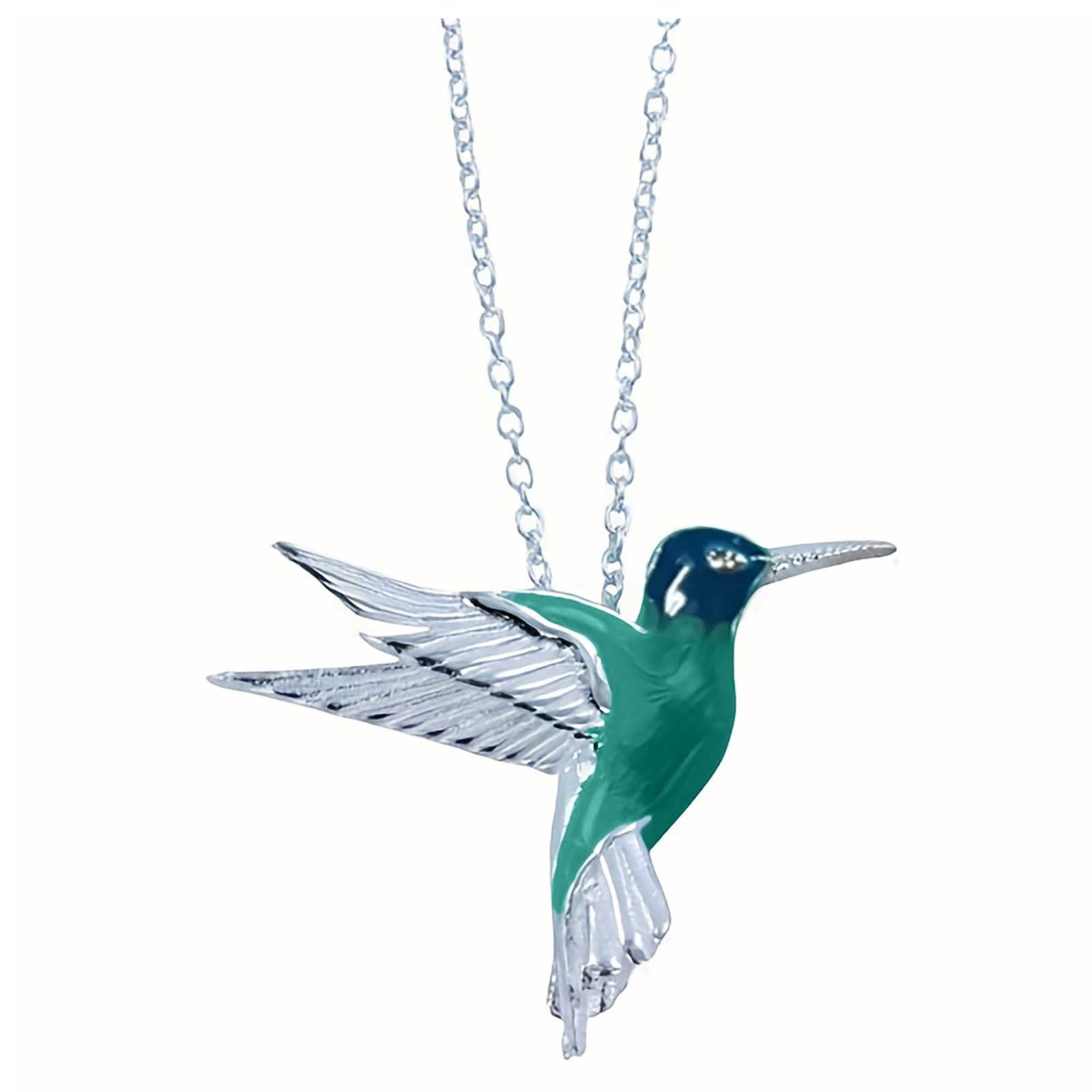 Blue Bird Pendant Necklace Animal Necklace Hummingbird Necklace ...