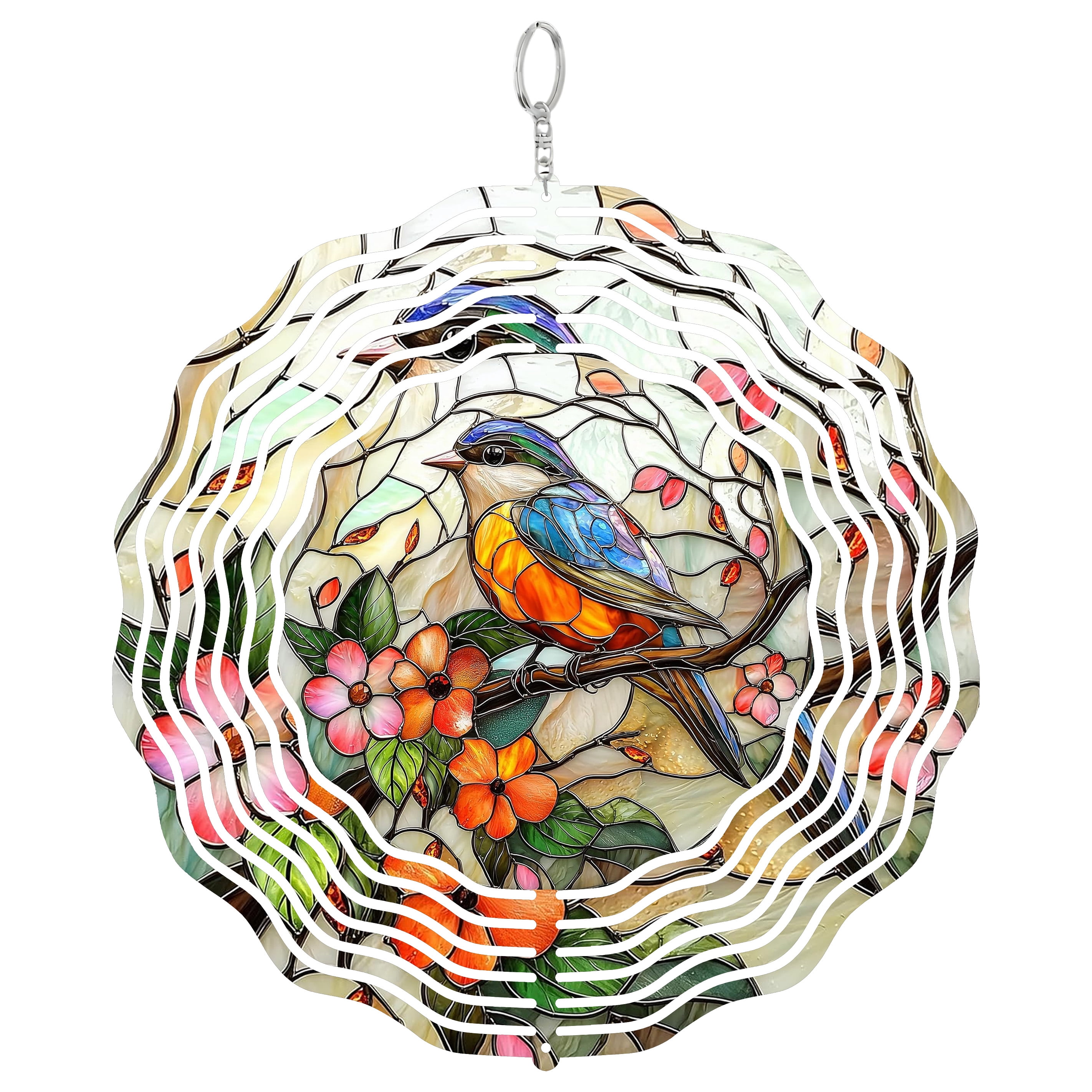 Blue Bird Pink Flower Metal Wind Spinner, Kinetic Yard Panel - Walmart.com