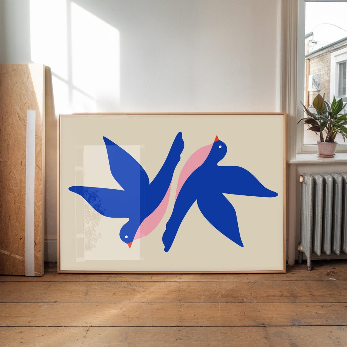 Blue Bird Poster Print Modern Bird Poster Trendy Sparrow Decor ...