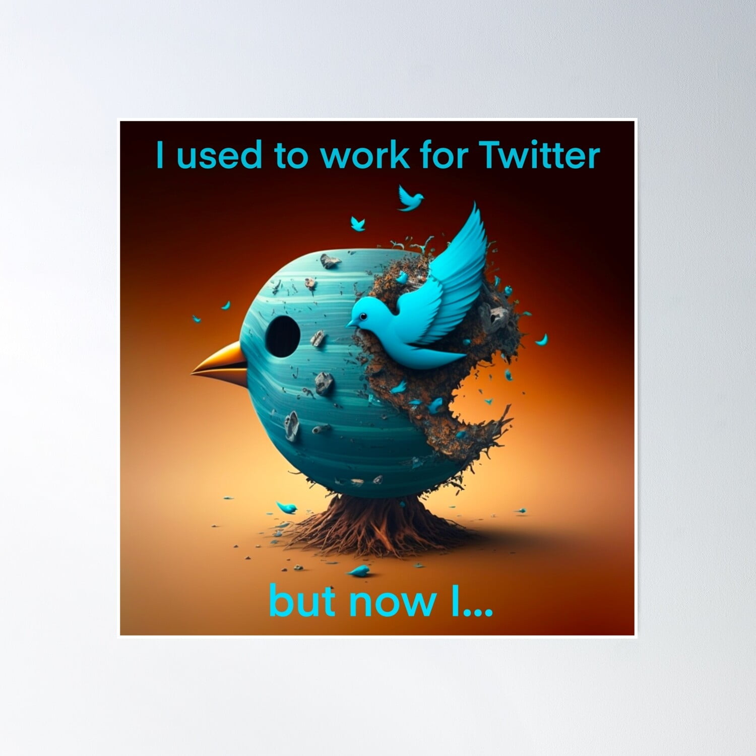 Blue Bird Poster Wall Art, Modern Wall Decor, 24x24 UNFRAMED - Walmart.com