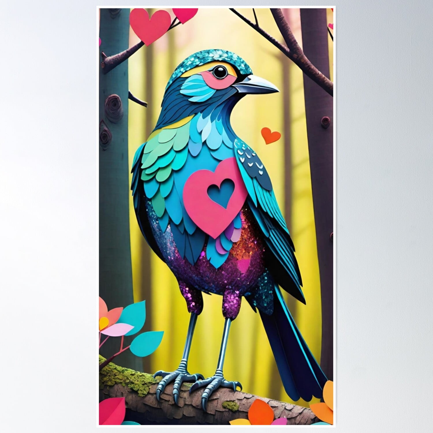 Blue Bird Poster Wall Art, Modern Wall Decor, 24x36 UNFRAMED - Walmart.com