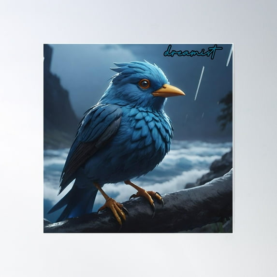 Blue Bird Poster Wall Art, Modern Wall Decor For Living Room Bedroom ...