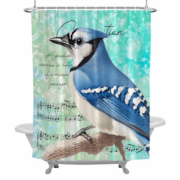 Blue Bird Shower Curtain for Bathroom, Vintage Bird Waterproof Cloth ...
