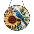 Blue Bird and Sunflower Stained Glass Suncatcher, Rustic Garden Bird ...