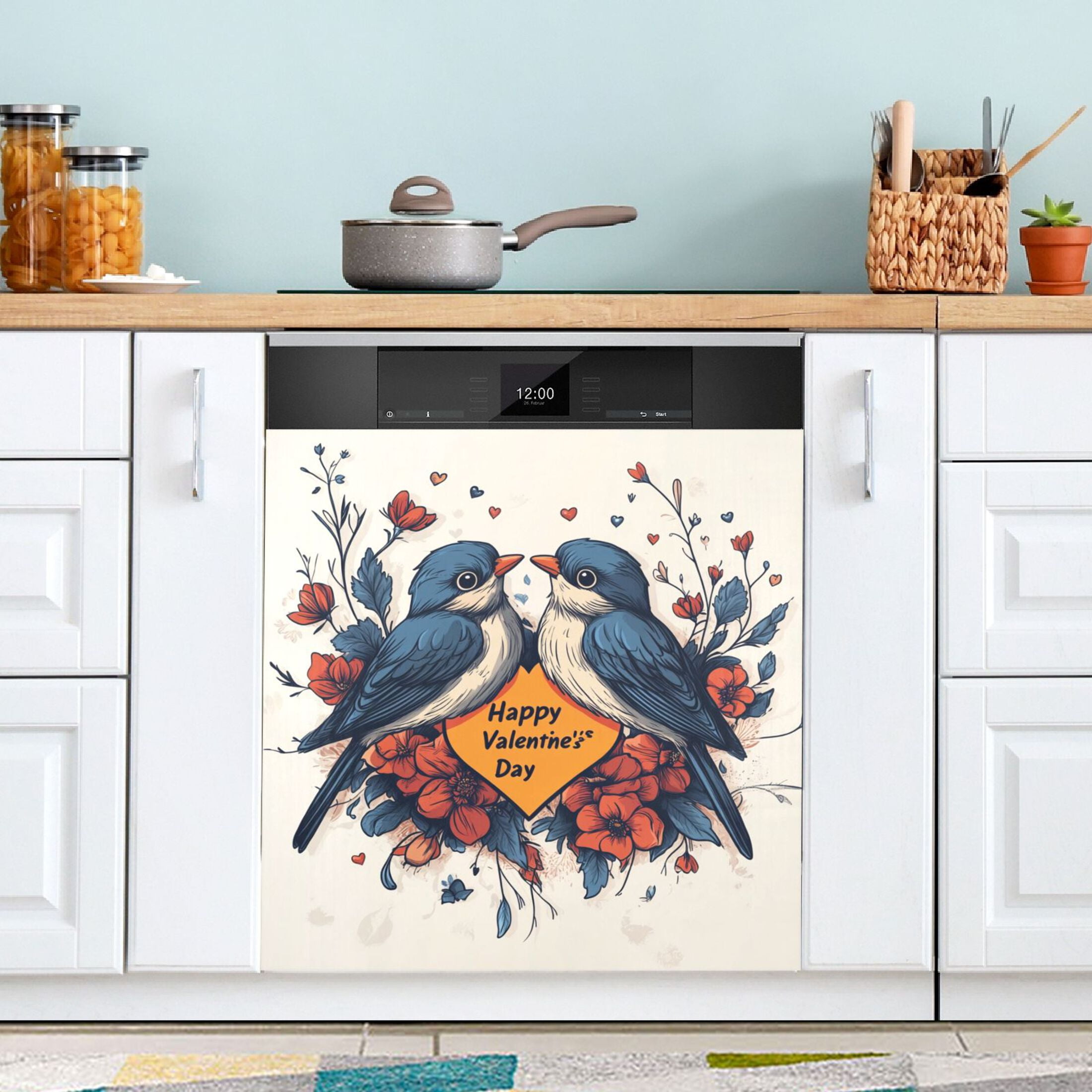 Blue Bird Valentine's Day Dishwasher Magnet Cover for Washers Fridge ...