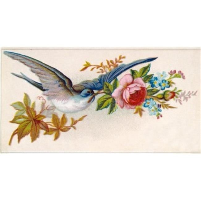 Blue Bird with Rose Nostalgia Cards Poster Print - 18 x 24 in ...