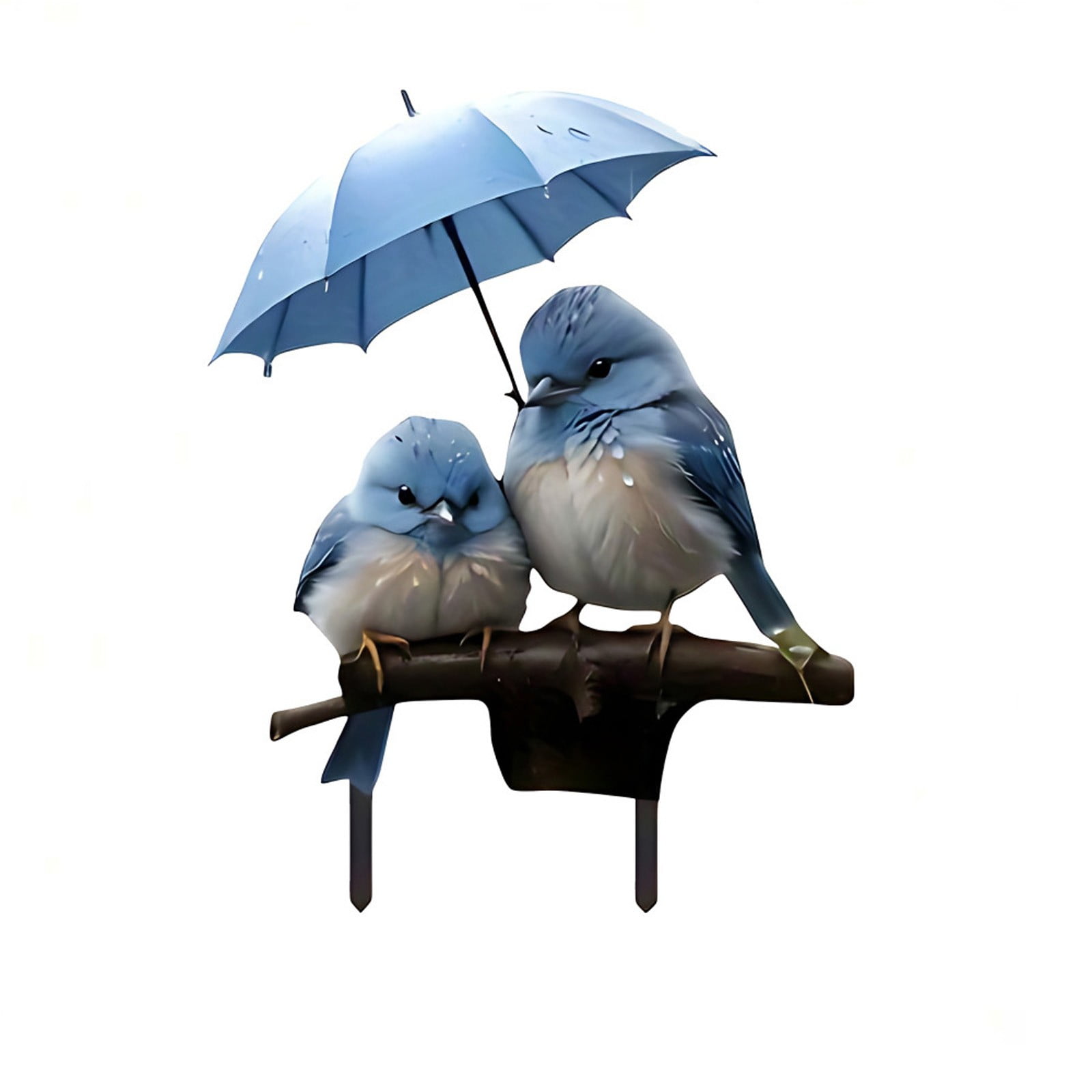Blue Bird with Umbrella Acrylic Garden Stake, 2D Flat Lawn Outdoor ...