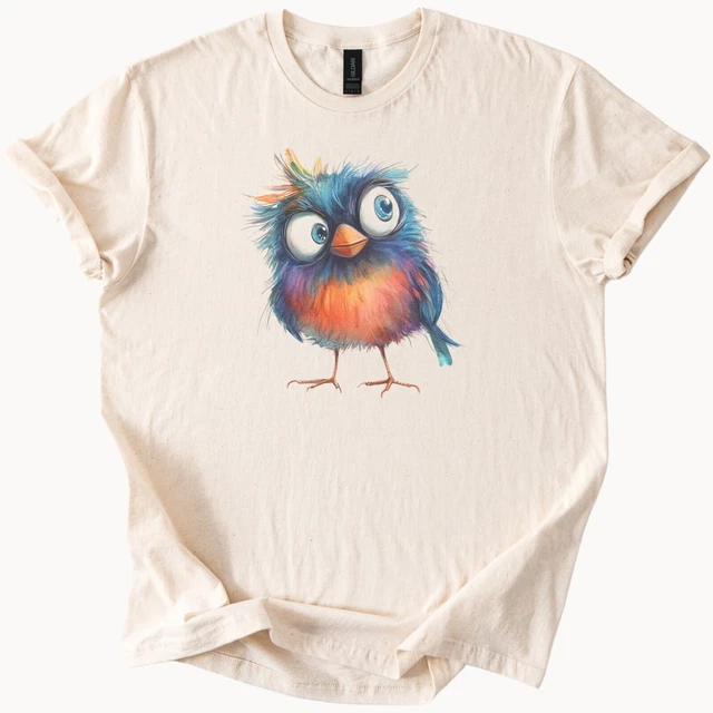 Blue Birdie Tee Cute Colorful Bird Graphic T Shirt - Walmart.com