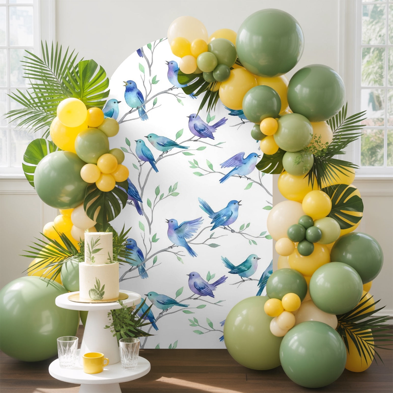Blue Birds Arch Backdrop Cover 5 FT, Leaves Branches Botanical ...