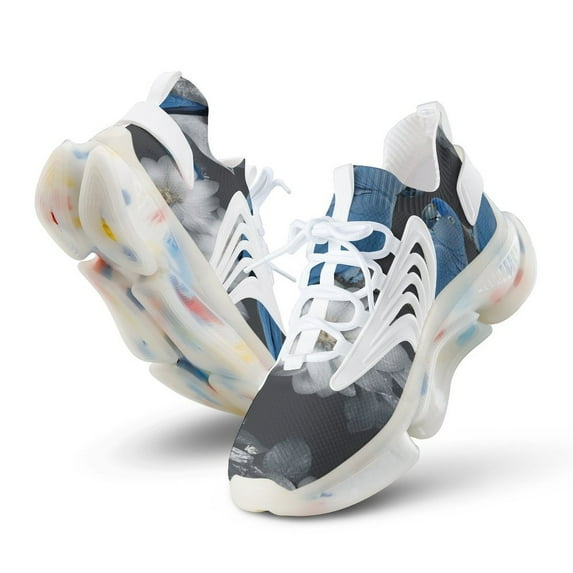 Blue Birds Floral Print Walking Shoes for Men Woman Lightweight Tennis ...