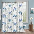 Blue Birds Shower Curtain Set with Hooks, Leaves Branches Farmhouse ...