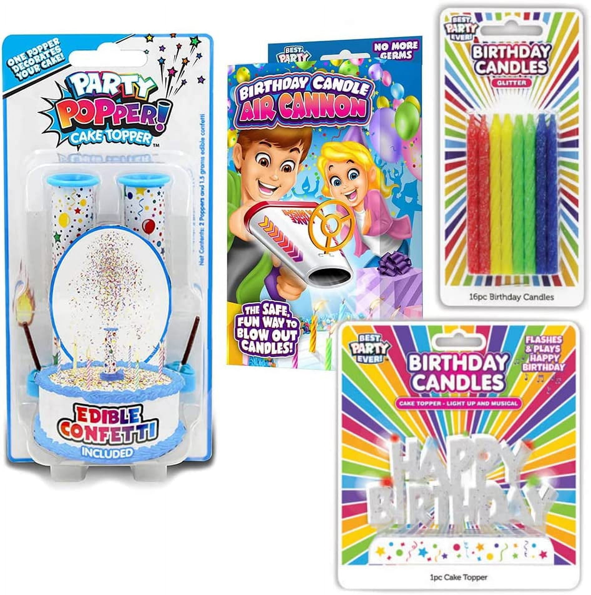 Blue Birthday Candle Kit, Includes Confetti Candle 2-Pack, 16 Glitter ...