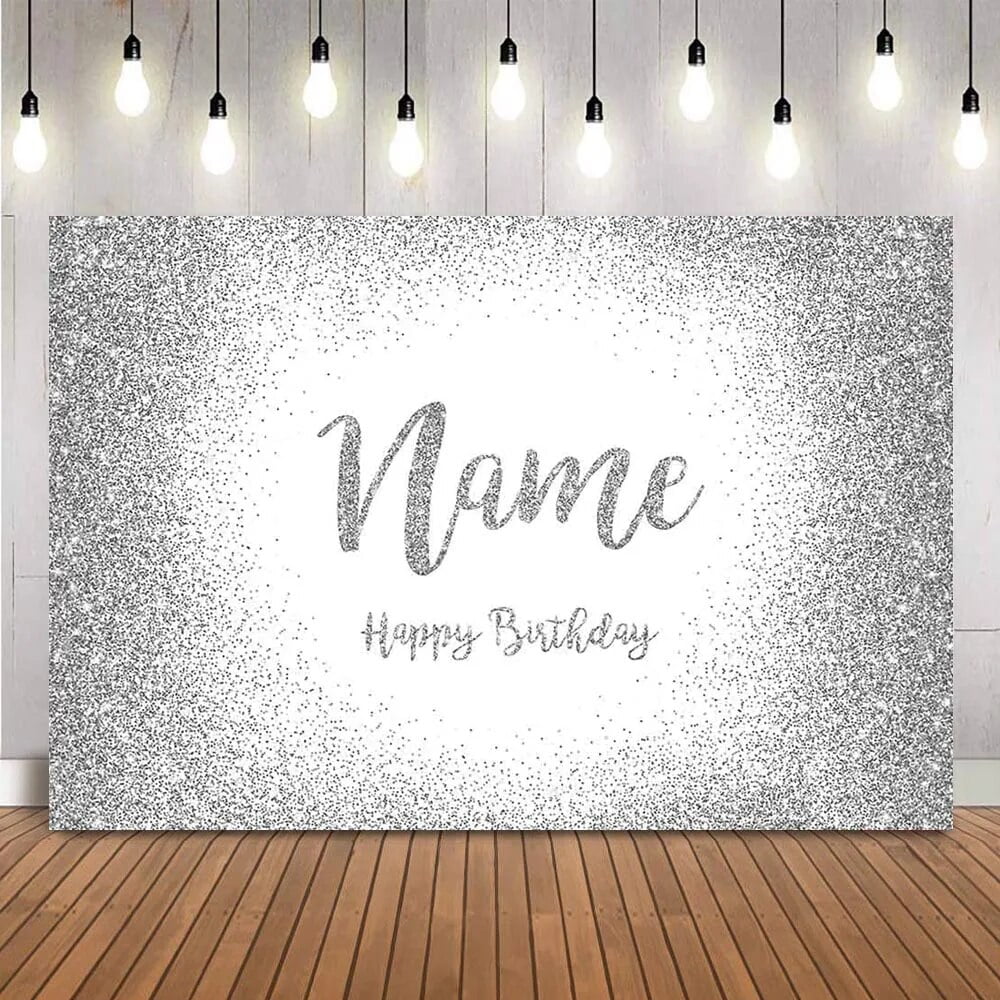 Blue Birthday Customize Background Sliver glitter photo booth ...