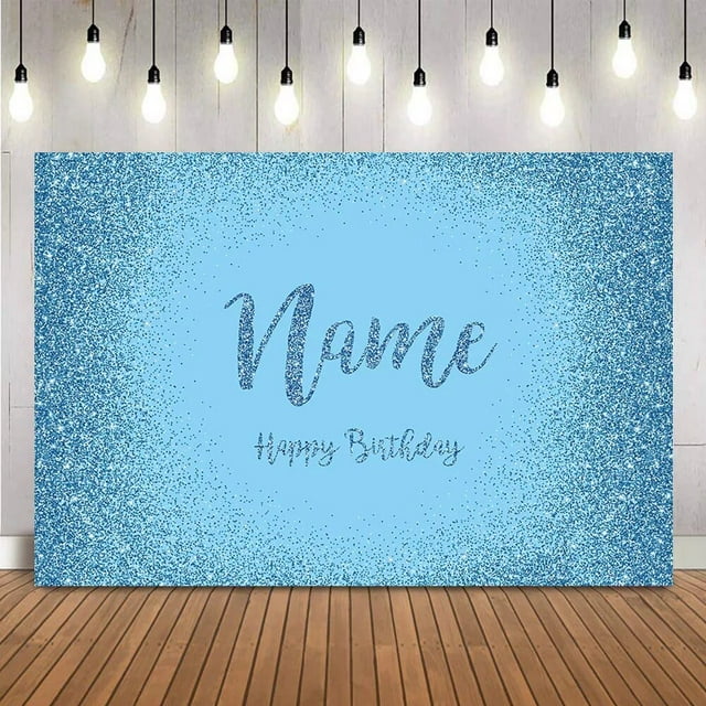 Blue Birthday Customize Background Sliver glitter photo booth ...