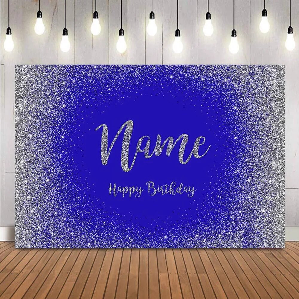 Blue Birthday Customize Background Sliver glitter photo booth ...