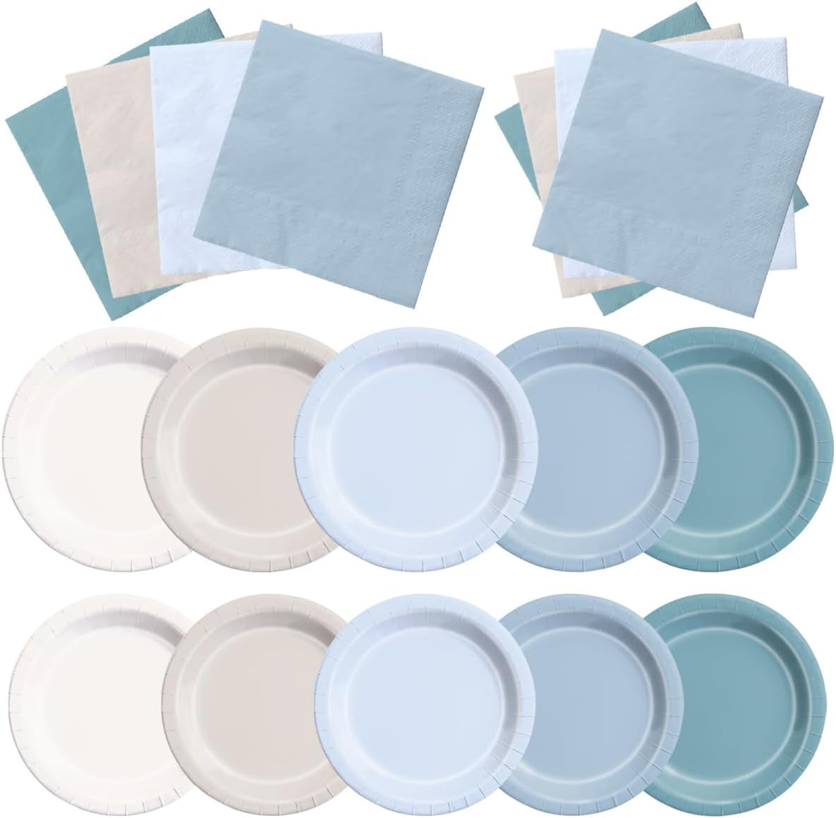 Blue Birthday Decorations - 60pcs Dusty Blue Gradient Plates & Napkins ...