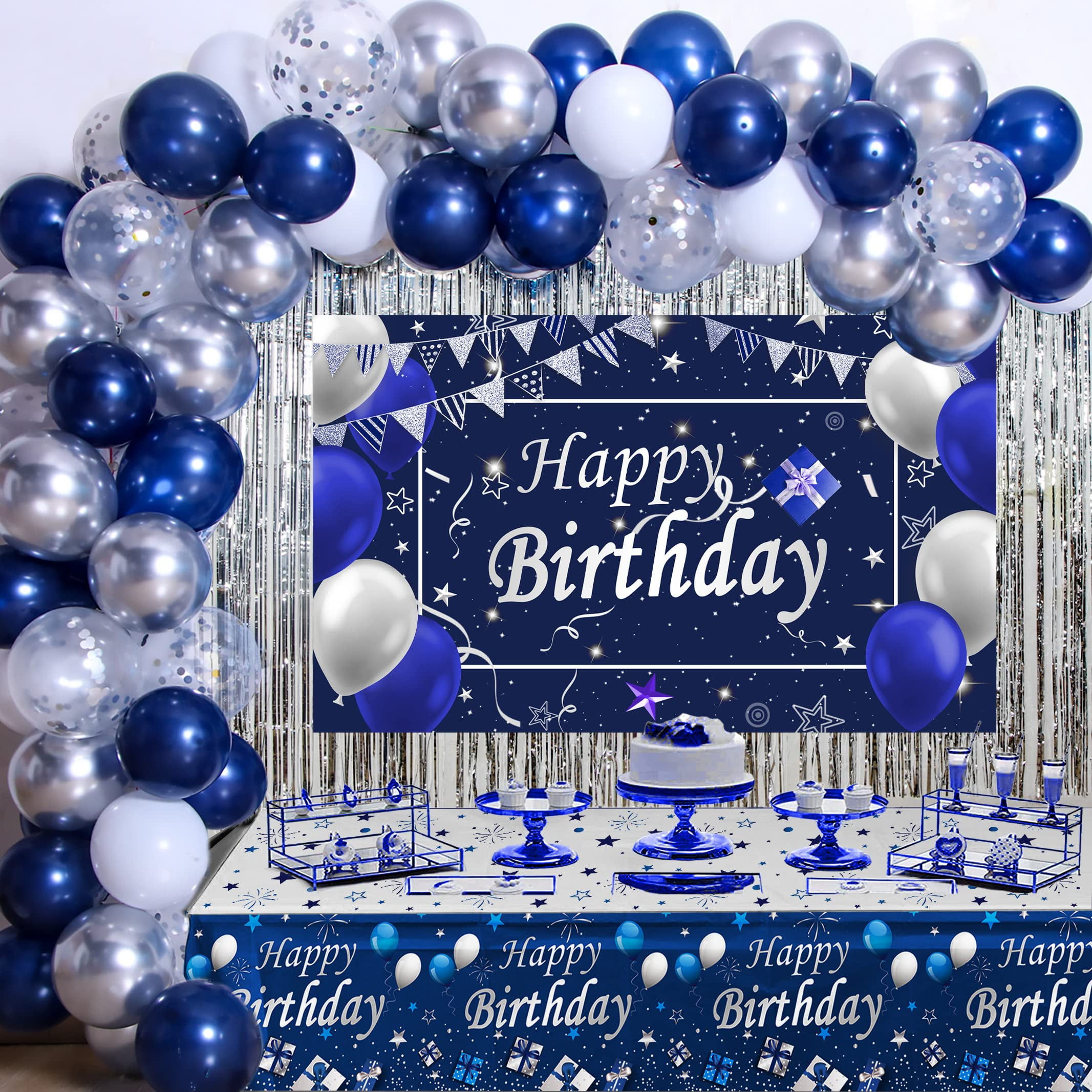 Blue Birthday Decorations Men, Happy KKS1 Birthday Decorations Men Boy ...