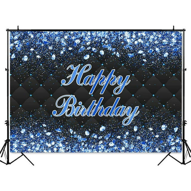 Blue Birthday Glitter Backdrop Happy Birthday Adult Theme Birthday ...