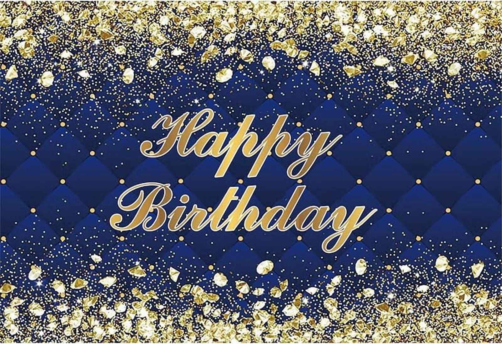 Blue Birthday Groovy Backdrop Banner for Photo Shoot Portrait Gold ...