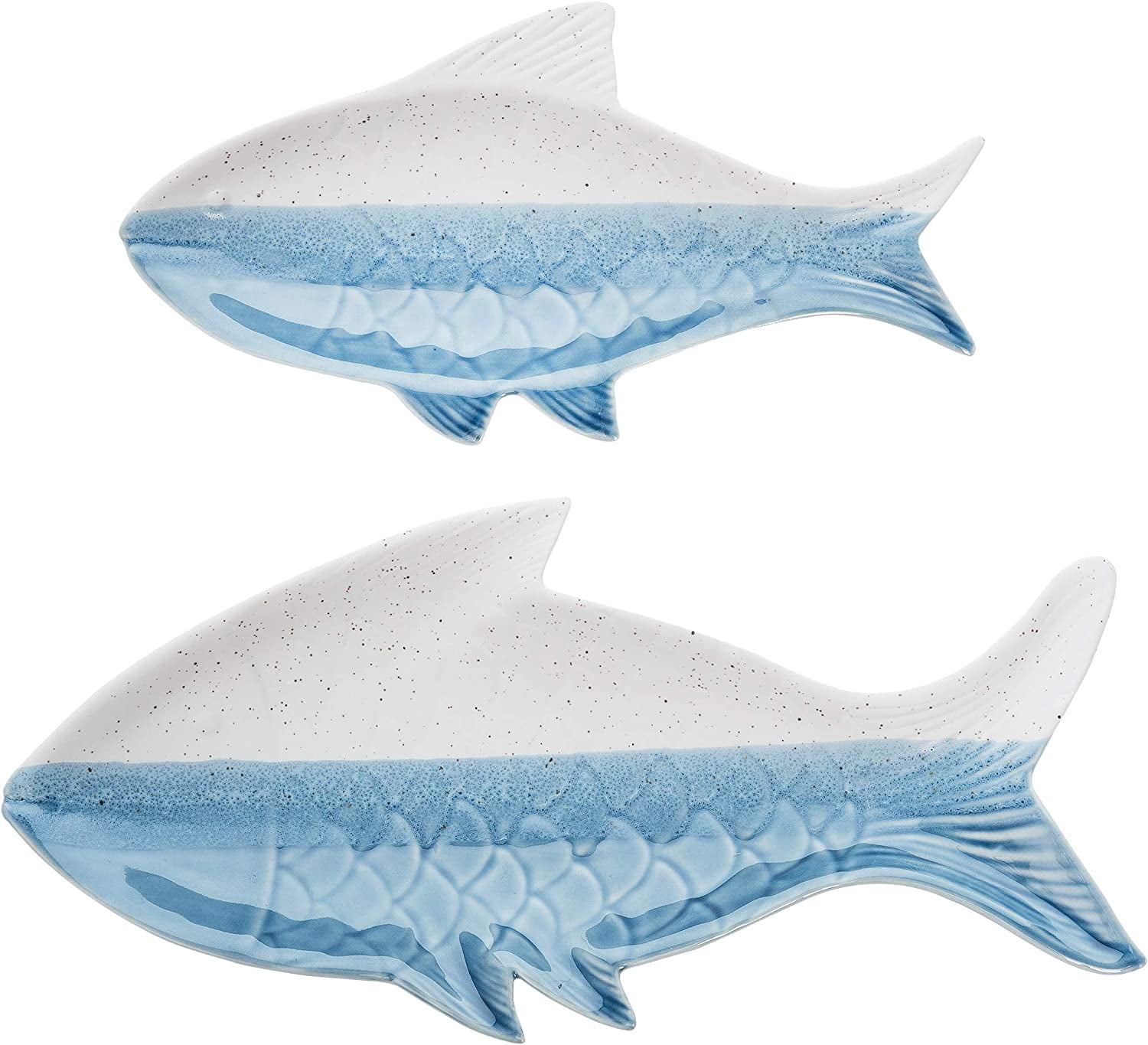 Blue & Bisque Fish Plates Set Of 2 Blue - Walmart.com