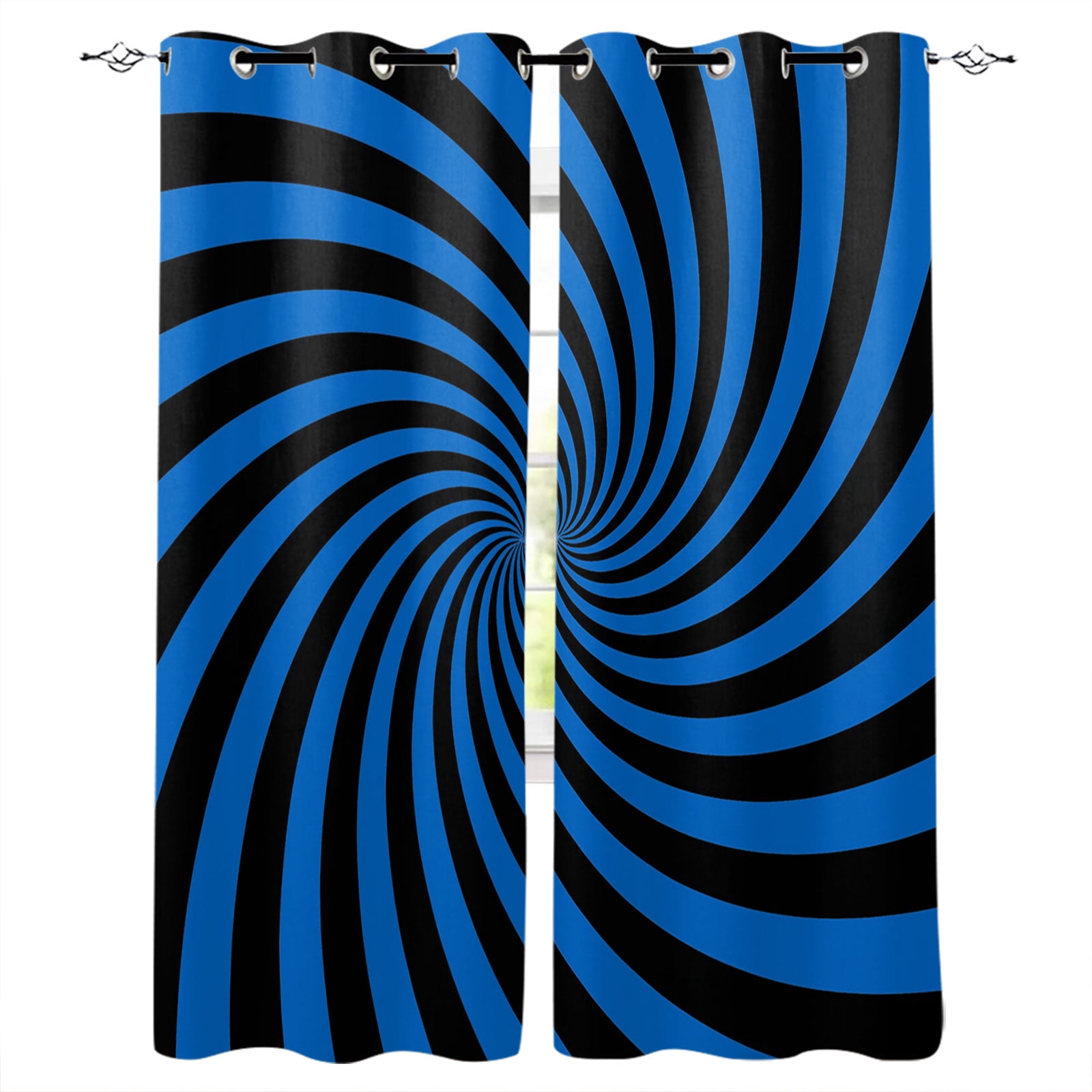 Blue Black Blackout Curtains for Bedroom/Living Room, Thermal Insulated ...