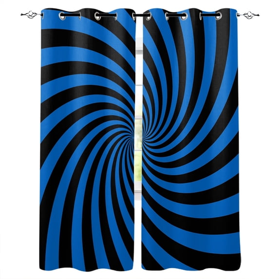 Blue Black Blackout Curtains for Bedroom/Living Room, Thermal Insulated ...