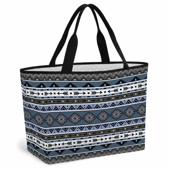 Blue Black Boho Beach Bag for Women, Large Breathable Mesh Beach Tote ...