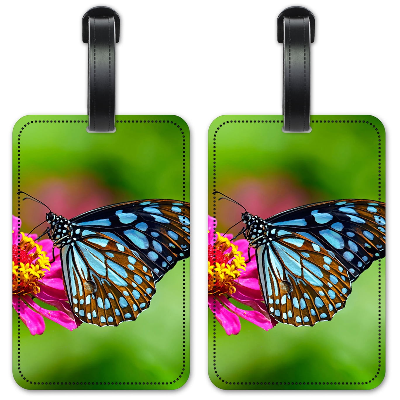 Blue & Black Butterfly - Luggage ID Tags / Suitcase Identification ...