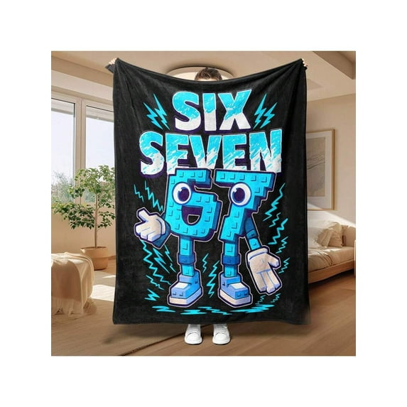 Blue Black Color-Block Robot Lightning Flannel Blanket - Machine ...