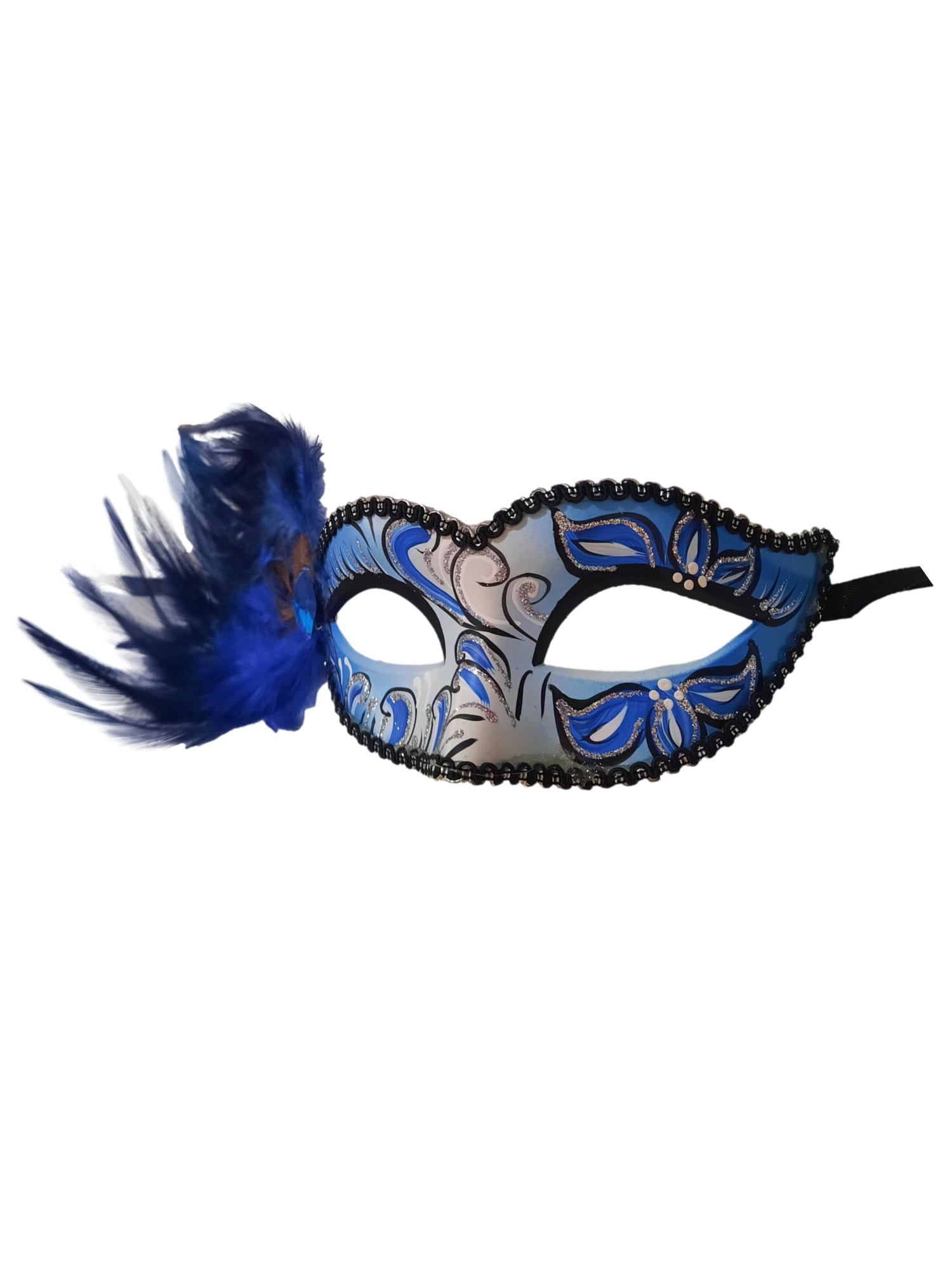 Blue Black Confetti Swirl Small Teen Adult Venetian Feather Mask ...