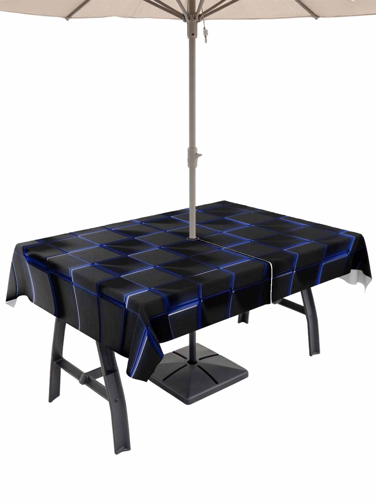 Blue Black Cubes Outdoor Tablecloth - 52x70 Inch Rectangle Dining Table ...