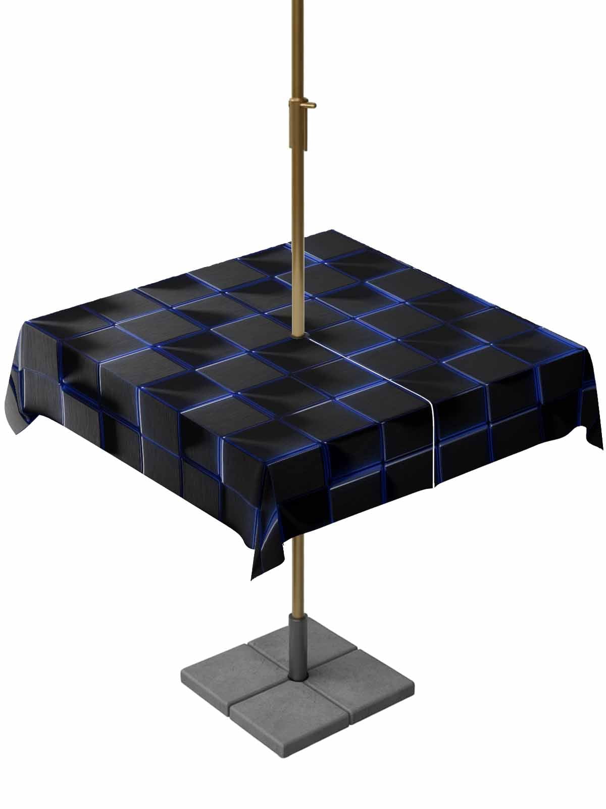 Blue Black Cubes Outdoor Tablecloth - 54x54 Inch Square Dining Table ...