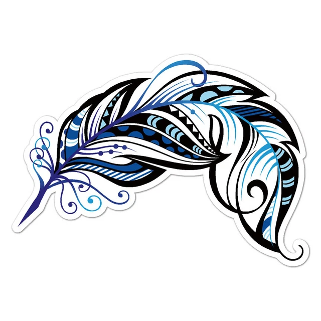 Blue + Black Feather Sticker Indoor Outdoor Phone Decal Water Bottle ...