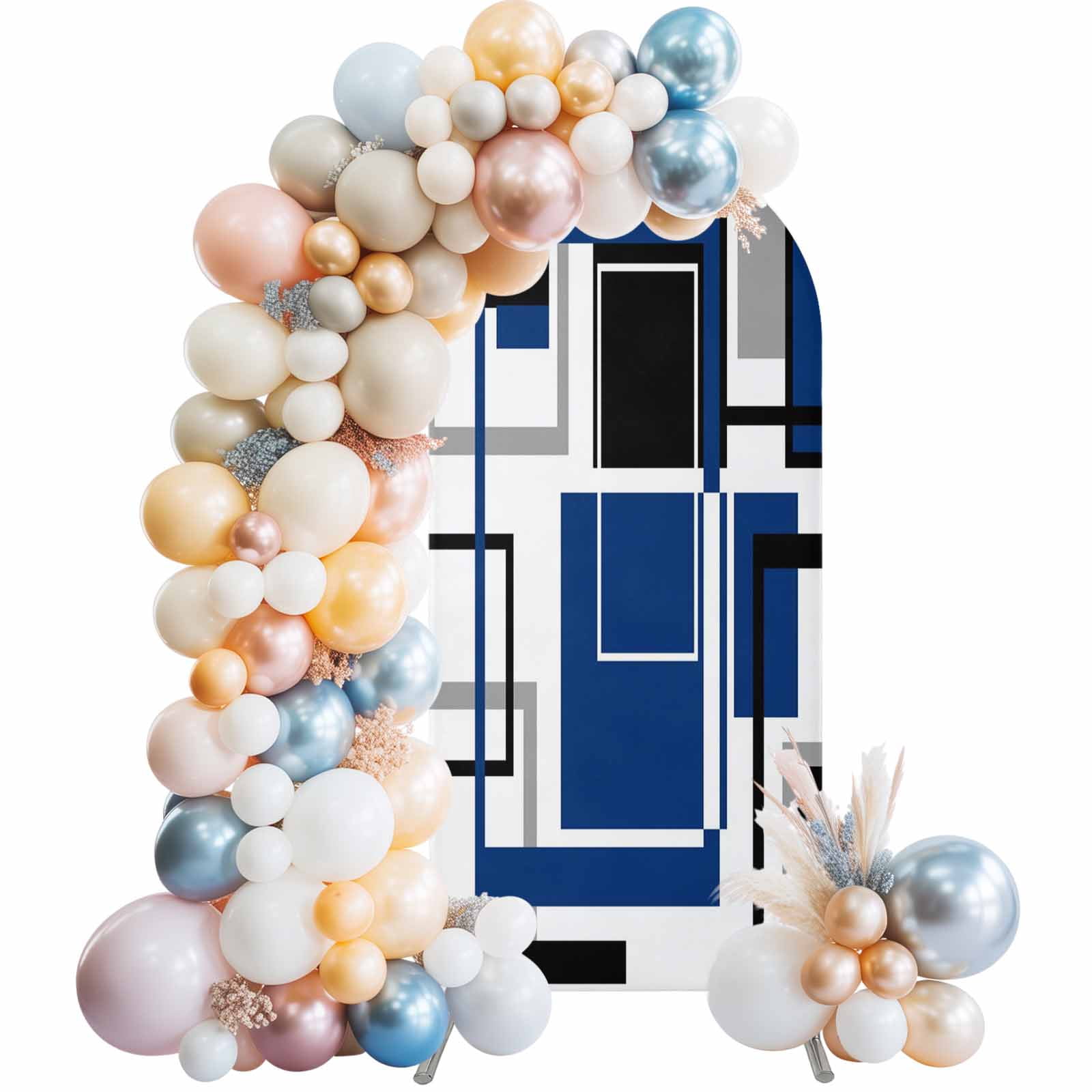 Blue Black Geometric Arch Backdrop Cover 5x2.1 Ft, Spandex Wedding Arch ...