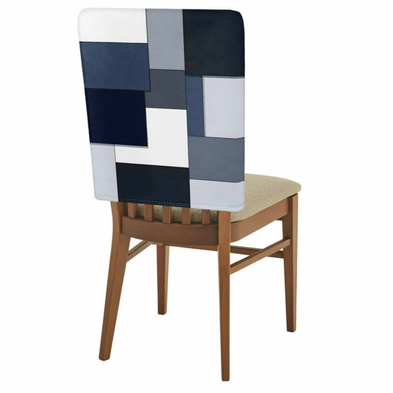 Blue Black Geometric Chair Back Covers Set of 1, Abstract Patchwork ...
