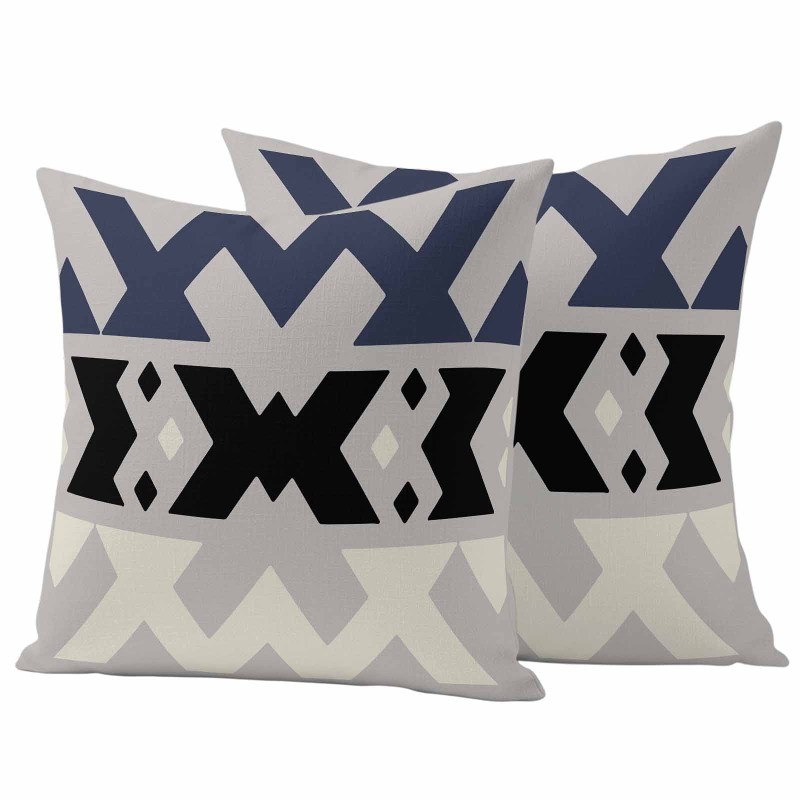 Blue Black Geometric Outdoor Waterproof Pillow Covers, Modern Abastract ...