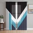 Blue Black Geometric Sheer Curtains for Living Room Bedroom Modern ...