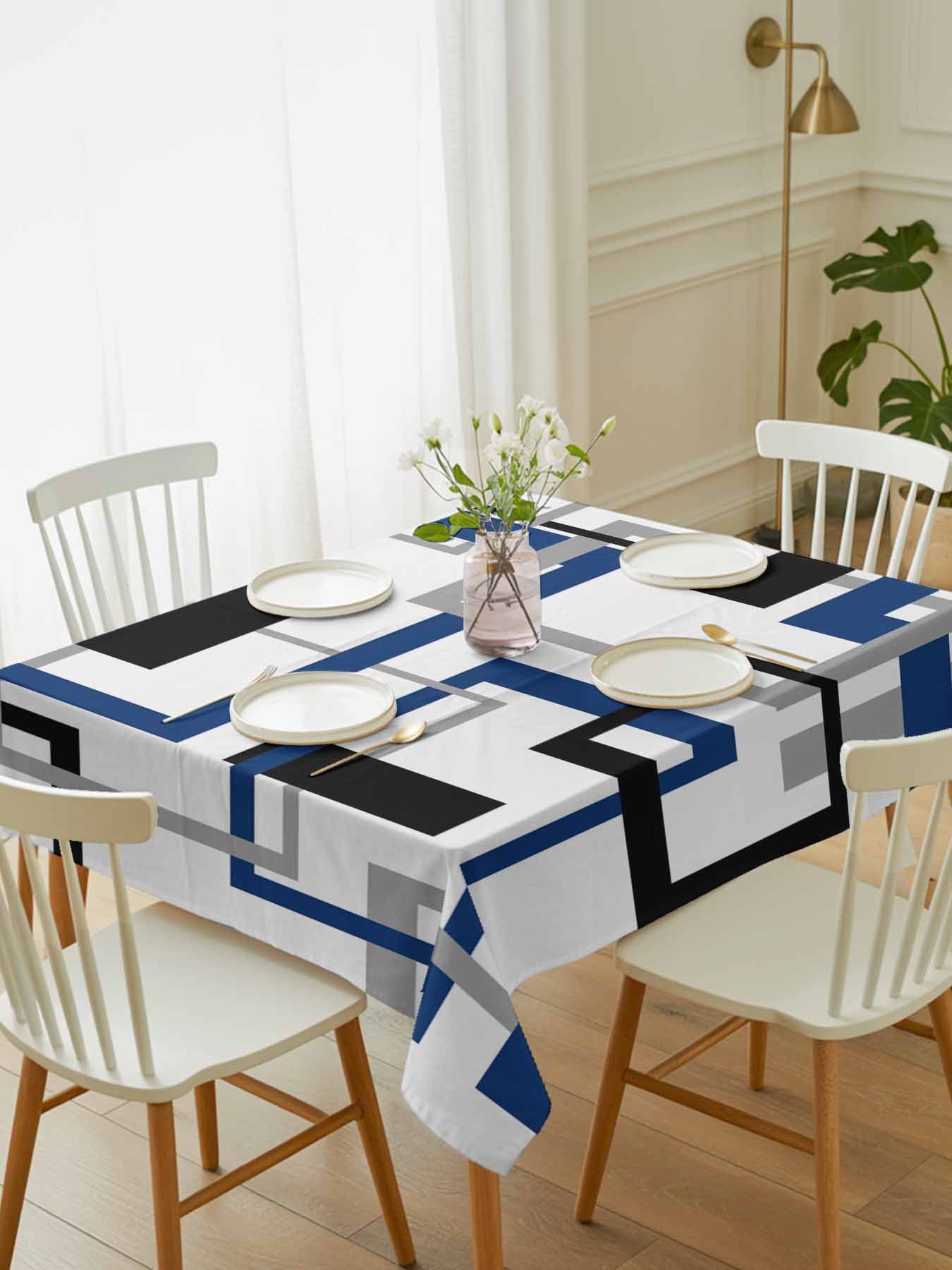Blue Black Geometric Tablecloth Rectangle Table Cloth 52x70, Waterproof ...