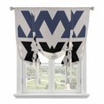Blue Black Geometric Tie Up Curtains for Windows 63 Inch Length Balloon ...