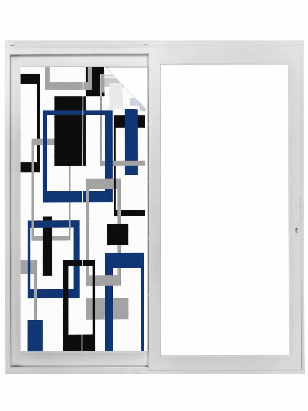 Blue Black Geometric Window Privacy Film Stained Glass Window Film ...