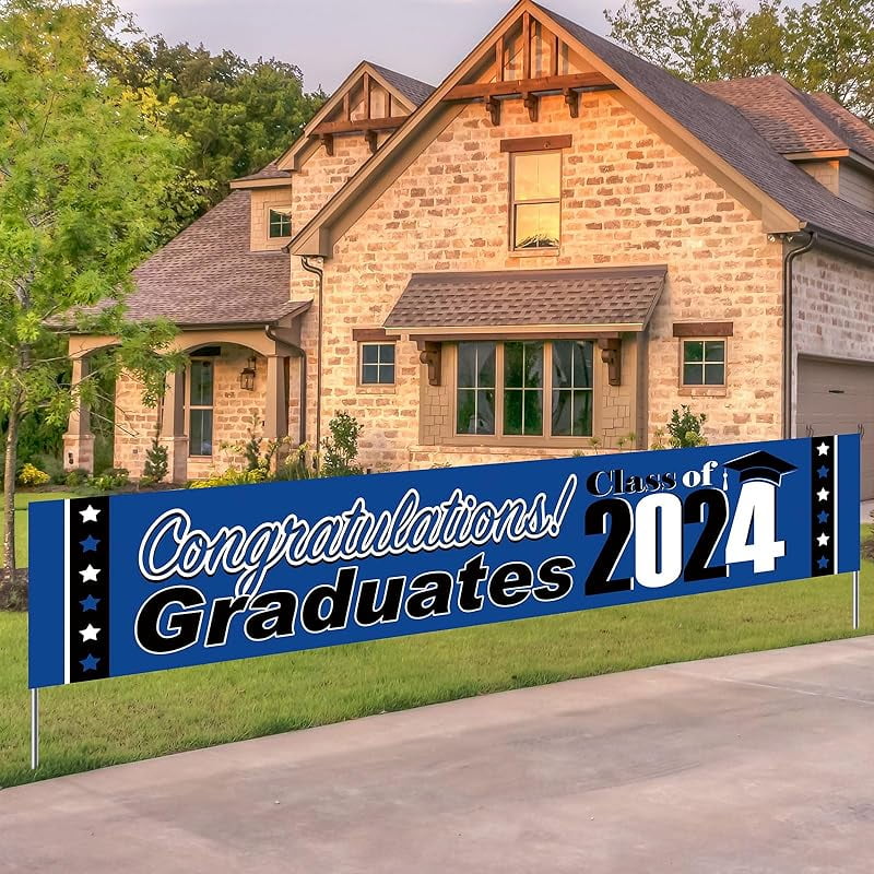 Blue and Black Graduation Banner Large Congratulations Graduate Class ...