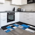 Blue Black Grey 2 Pieces Non-Slip Kitchen Mat Set, Abstract Gradient ...