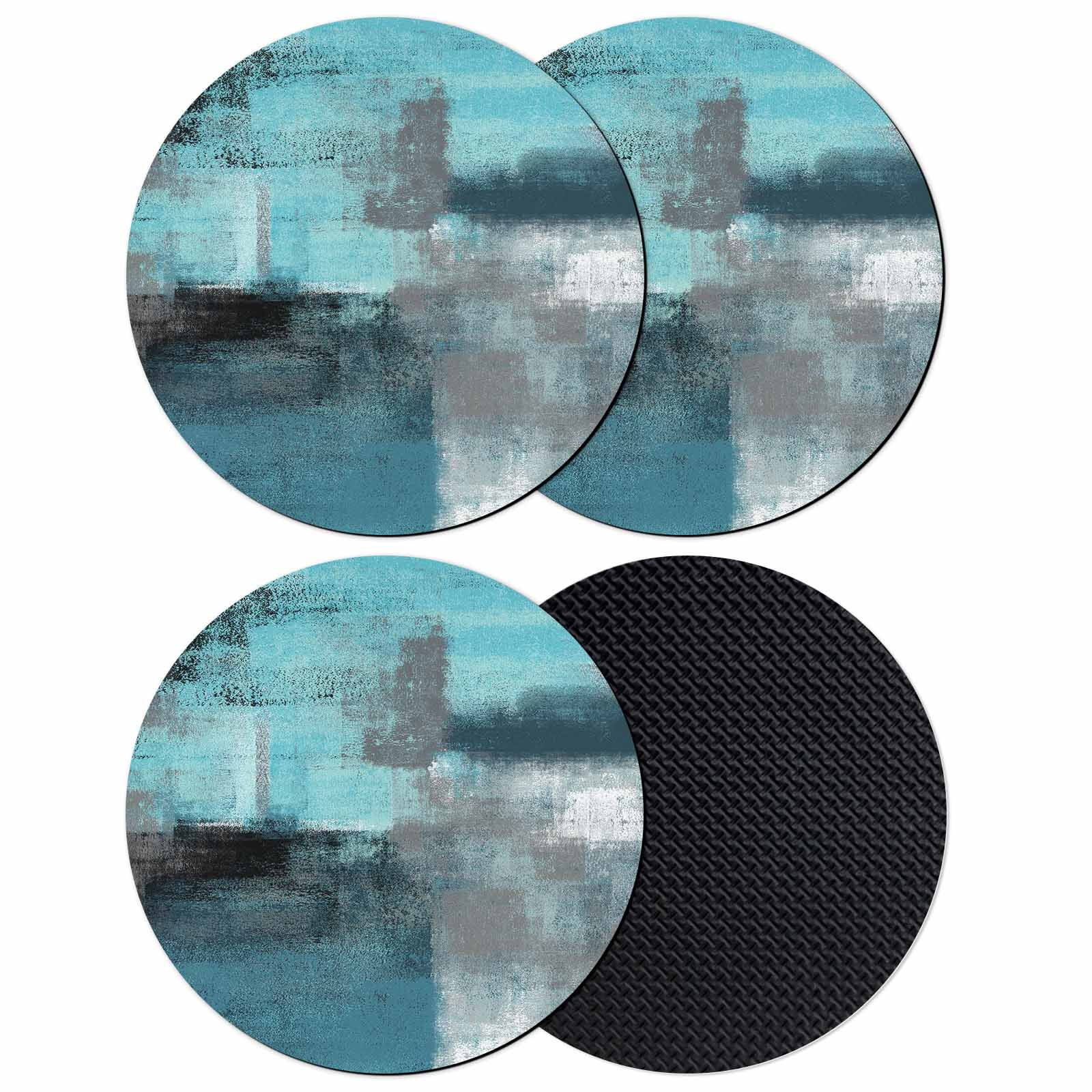 Blue Black Grey Coasters for Drinks,Absorbent Non Slip Rubber Drink ...