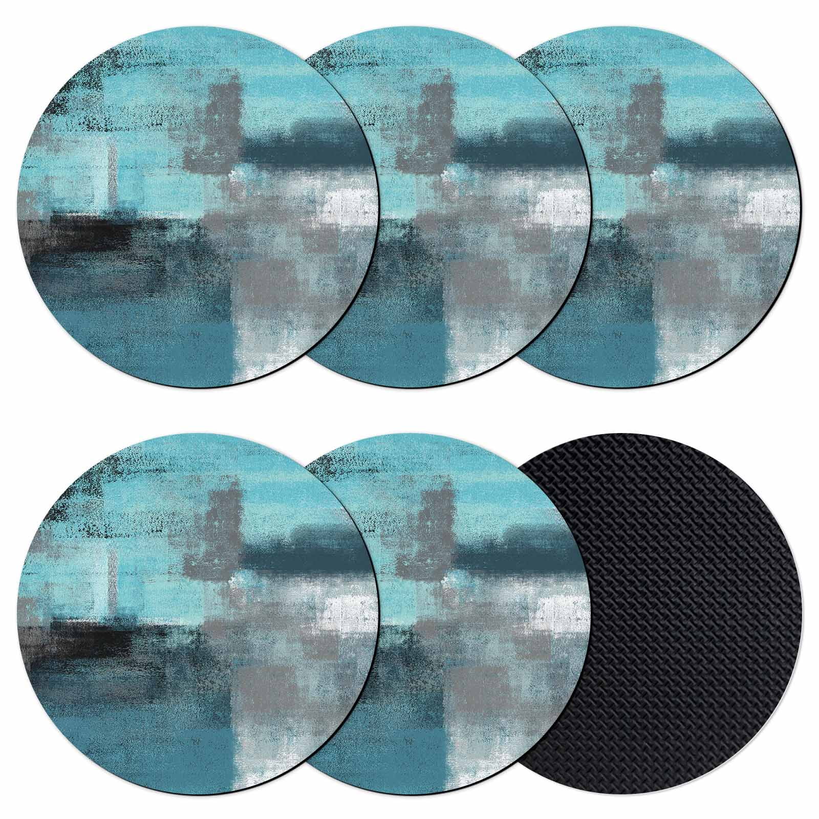 Blue Black Grey Coasters for Drinks,Absorbent Non Slip Rubber Drink ...