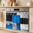 Blue Black Grey Oven Skirt Curtain, Abstract Gradient Modern Art Tie ...