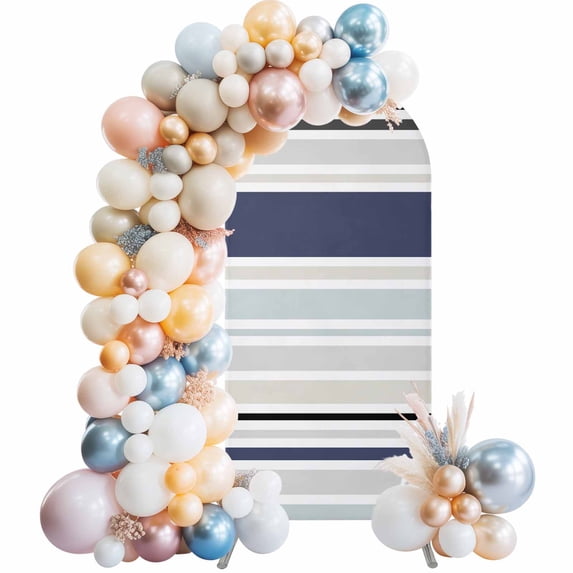 Blue Black Grey Striped Arch Backdrop Cover 6.6x3.3 Ft, Spandex Wedding ...