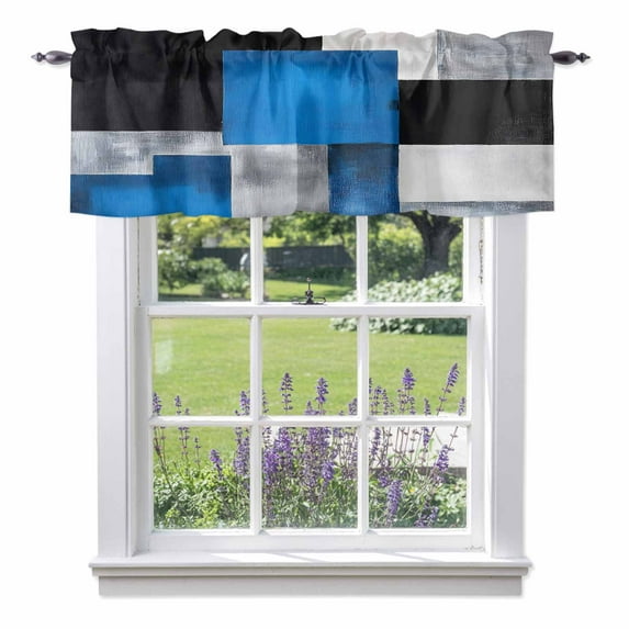 Blue Black Grey Valances for Windows, Abstract Gradient Modern Art ...